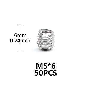 Eilumduo 50PCS M5 x 6mm Socket Set Grub Screws Stainless Steel Cup Point Screws Hex Allen Head Socket Set Screws