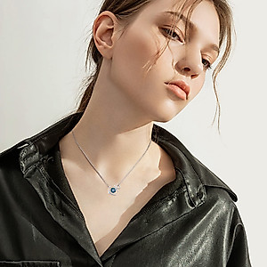 Anchor Necklace for Women, 925 Sterling Silver Boat Anchor Ocean Sailor Necklace, Austrian Circle Crystal Nautical Jewelry Blue Ship Wheel Pendant Inspirational Gifts for Best Friend