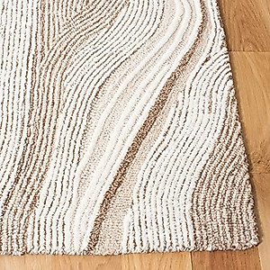 Safavieh Fifth Avenue Collection 8' x 8' Square Beige/Ivory FTV121B Handmade Modern Abstract New Zealand Wool Area Rug