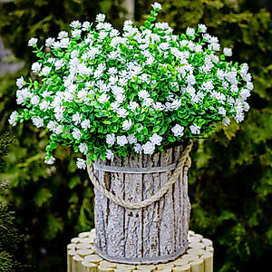AXYLEX Artificial Flowers for Outdoors Fake Plants - 12 PCS Bundles Outside Face Spring Greenery UV Resistant No Fade Faux Bushes Daffodils Shrubs Home Garden Porch Patio Decoration Window Box(White)