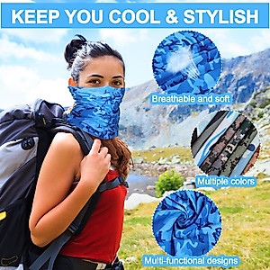 Didaey 60 Pcs Neck Gaiter Bulk for Men Women Balaclava Face Mask Coverings Seamless Headwear Bandana UV Protection Neck Scarf(Camouflage Pattern)