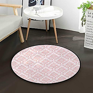 Ba Pink Pale Pink Round Area Rug Blush Computer Desk Mats for Office Chair Diameter 4 ft