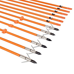 Bowfishing Arrows 34inch Solid Fiberglass Shaft with Broadhead for Compound Bow Recurve Bow Fishing Arrow Archery Hunting (Pack of 6)