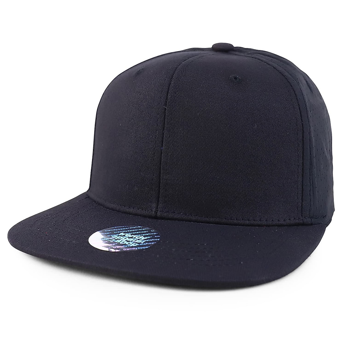 Trendy Apparel Shop XXL Oversize Laser Punching Mesh Back Flatbill Baseball Cap - Black - 2XL