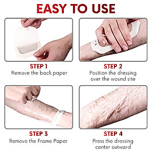 Transparent Film Dressing, 4" x 4 3/4" Box of 50 - Waterproof Wound Bandage Adhesive Patches, Post Surgical Shower or IV Shield, Tattoo Aftercare Bandage by Healqu