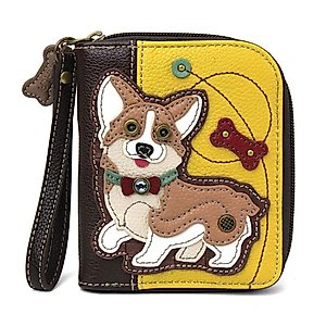 Chala Handbags Corgi Zip-Around Wristlet Wallet, Dog Mom