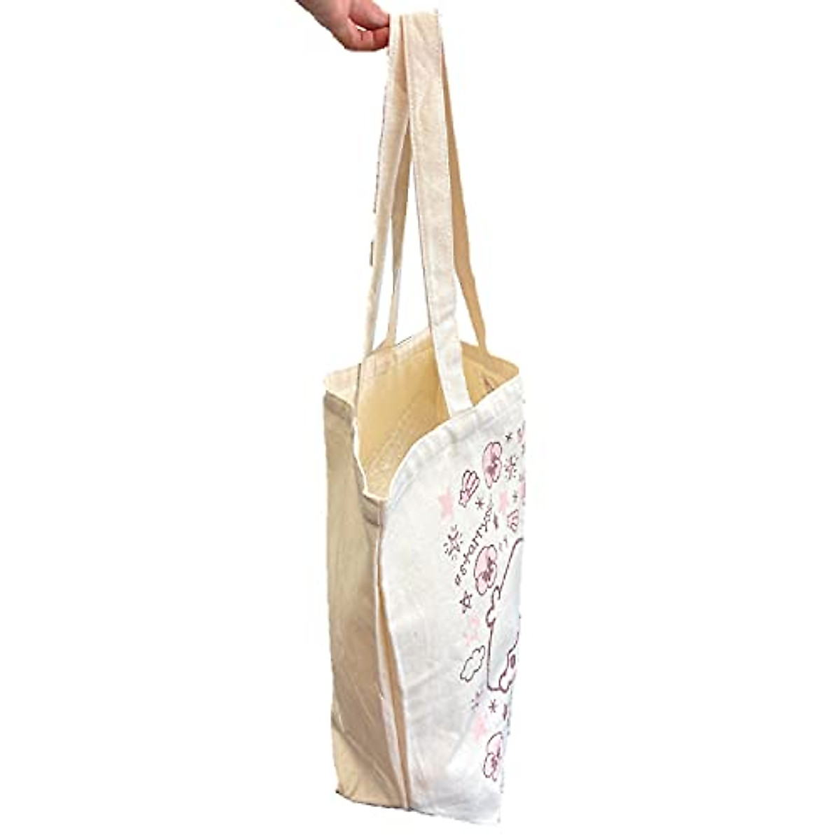 EITAI T029 Sanrio Little Twin Stars Cute Tote Bag, Shopping Bag, Kitchen Reusable Grocery Bag, 13.3 in(H) x 11.8 in(L) x 5.5 in(W), White, Pink, One Size