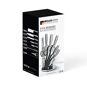 Müller Koch MK-2811-8 PCS Knife Set with Acrylic Block Stand (SILVER)