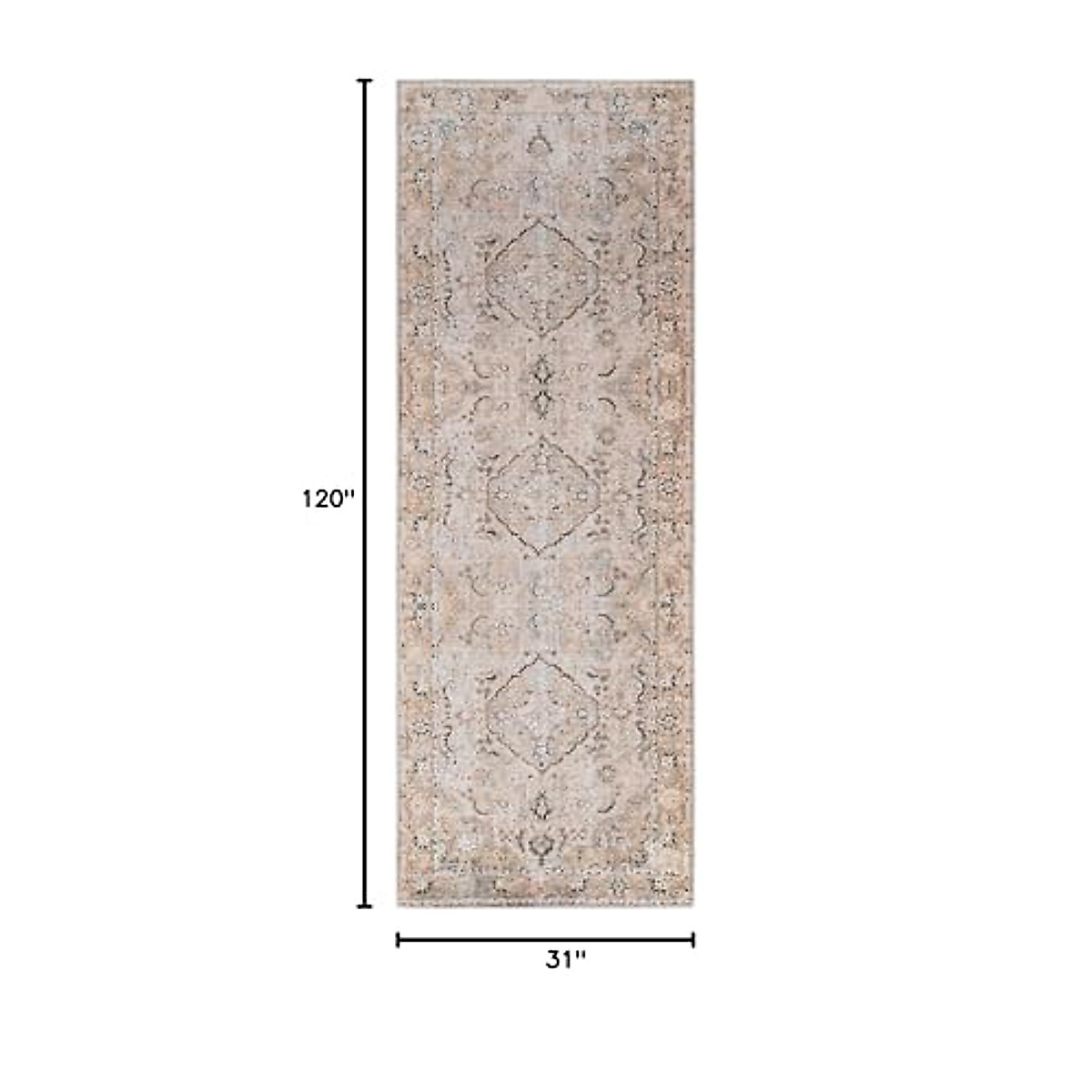 Livabliss Kemer Medallion Washable Runner Area Rug,2'7" x 10',Brown