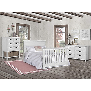 Evolur Waverly 5-in-1 Full Panel Convertible Crib in Weathered White, Greenguard Gold Certified 58.75x31.25x46.5 Inch (Pack of 1)