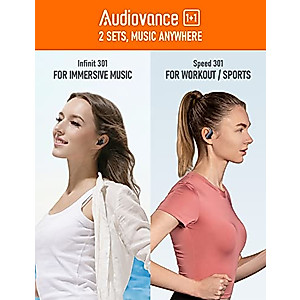 Audiovance 2 Sets Wireless Earbuds Bluetooth Headphones Ideal Gifts, Infinit 301 & Speed 301, 2 Sets Wireless Ear Buds for iPhone & Android (SPIF 301)
