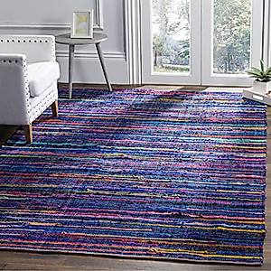SAFAVIEH Rag Rug Collection 2'3" x 6' Red / Multi RAR240D Handmade Boho Stripe Cotton Runner Rug
