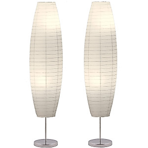 LIGHTACCENTS Diploma Paper Floor Lamp Set - Paper Lamps - Rice Paper Floor Lamps - Paper Floor Lamps for Living Room Fits in Modern Room Decor Perfect for Bedroom Decor - 59 Inches Tall (Set of 2)