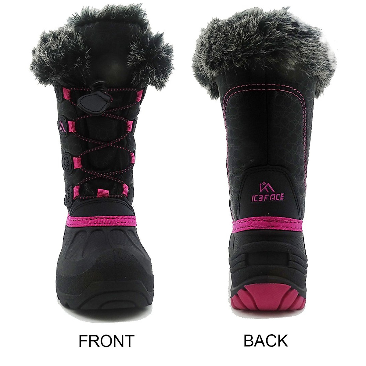 ICEFACE Kids Winter Snow Boots Waterproof and Insulated for Girls and Boys (11 M US Little Kid, Pink)