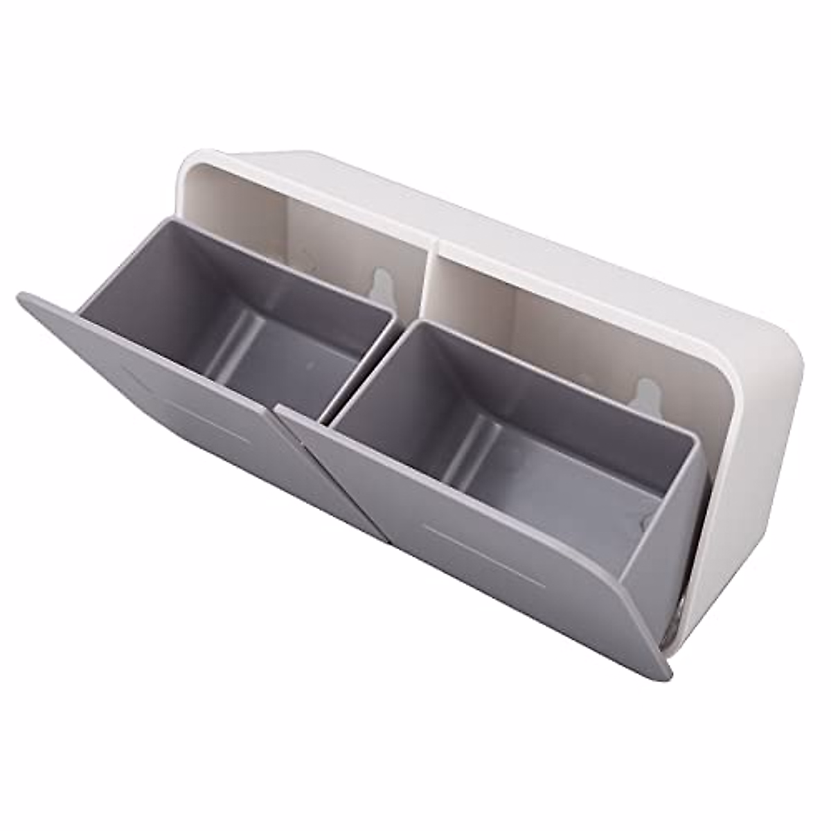 Wall Mounted Qtip Holder, 2 Grids Clamshell Dust Proof Cotton Swab Holder for Home Kitchen Bathroom Office