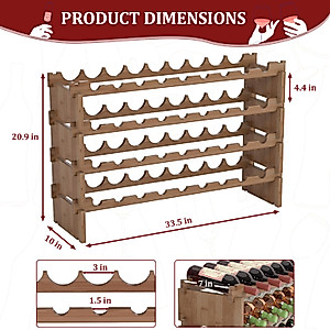 Domax Wine Rack Freestanding Floor - 36 Bottle Wine Racks Countertop,4 Tiers Stackable Wooden Storage Holder, 33.5 in Wide (Walnut)
