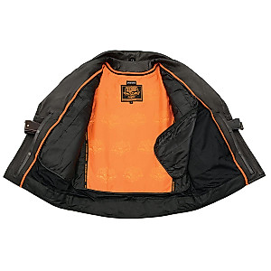 Milwaukee Leather LKM1760 Men's Black Leather Motorcycle Riders Jacket w/Multi-Utility Pockets - X-Large