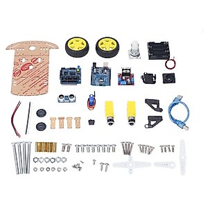 DIY Robot Smart Car Chassis Kit DIY Programmable Development Board 2WD Ultrasonic with Motor MCU