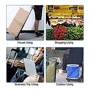 110 LBS Light weight Folding Hand Truck, Small Cart with 2 Wheels Portable Dolly for Moving Collapsible Luggage Cart with Bag and 2 Elastic Ropes Utility Cart Push Cart for travel Shopping Home Office