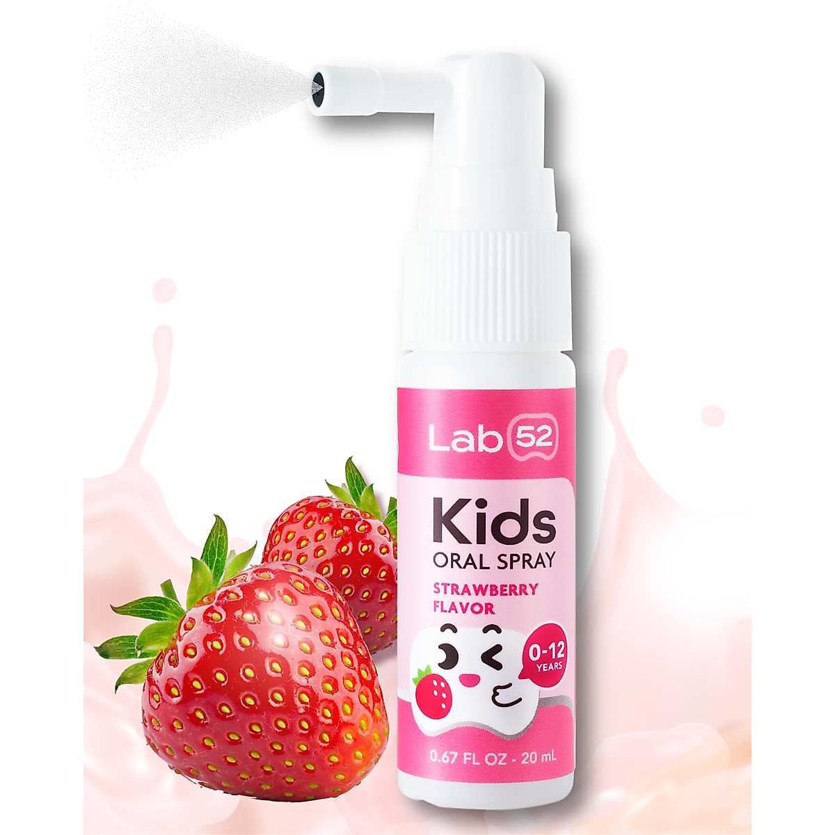 LAB52 Kids Oral Spray, Toddler Toothpaste Helper for Cavity Repair and Fresh Breath, Children Anticavity with Fluoride Free for Newborn to Preschoolers, Xylitol Strawberry Flavor