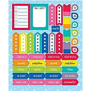 Schoolgirl Style Hello Sunshine Colorful Planner Stickers, 252 Teacher Planner Stickers for To Do List & Classroom Management, 6 Teacher Planner Sticker Sheets, Classroom Organization School Supplies