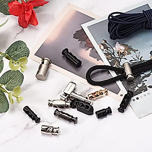 uxcell 12pcs Metal Cord Locks, 6mm Single Hole Spring Stopper Fastener Slider Toggles End for Drawstrings Bag Backpacks Clothing Lanyards, Black