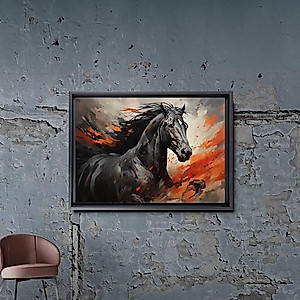Majestic Black Stallion Galloping In The Clouds, Black Horse On Salt Flats, Canvas Print, Black Horse Print, Black Horse Wall Art