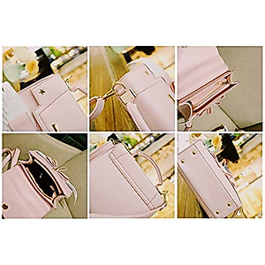 SHUIANGRAN Girls Cute Shoulder Bags PU Leather Purses Crossbody Handbag for Women Bow Satchel Wing Pink