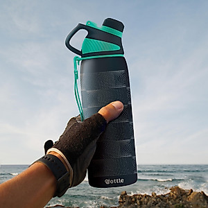 Ottle Reef Roamer Stainless Steel Water Bottle - 34 oz Insulated Flask with Leak Proof Lid, BPA free & Carry Handle - Hot & Cold Gym Water Bottle for Travel, Camping & Sports - Halftone Flow