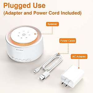 Sound Machine- STYFSCP White Noise Machine with 30 Natural Soothing Sounds 36 Level Volume Light 3 Timer Memory Function, Noise Machine Powered by AC or USB, Sleep Sound Machine for Adults Baby Kids