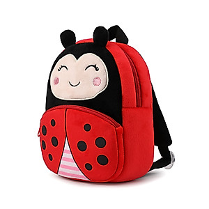 BEFUNIRISE Toddler Backpack for Boys and Girls, Cute Soft Plush Toddler Bag Animal Cartoon Small Mini Backpack Little For Kids 1-6 Years (ladybug)