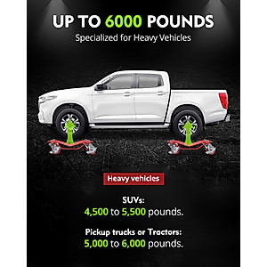 DEXSO [6000 lbs] Tire Wheel Dolly Car Set of 4, Heavy Duty Carbon Steel Car Mover with Antiskid Plate & 360 Degree Rotatable Wheel, 16"*13", Red