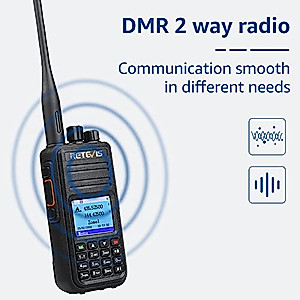 Retevis RT3S Dual Band DMR Radio, Digital Analog 2 Way Radio with GPS APRS, 3000Ch 10000 Contacts 2000mAh, Long Range Handheld Walkie Talkie for Traveling Hiking (Black 1 Pack)