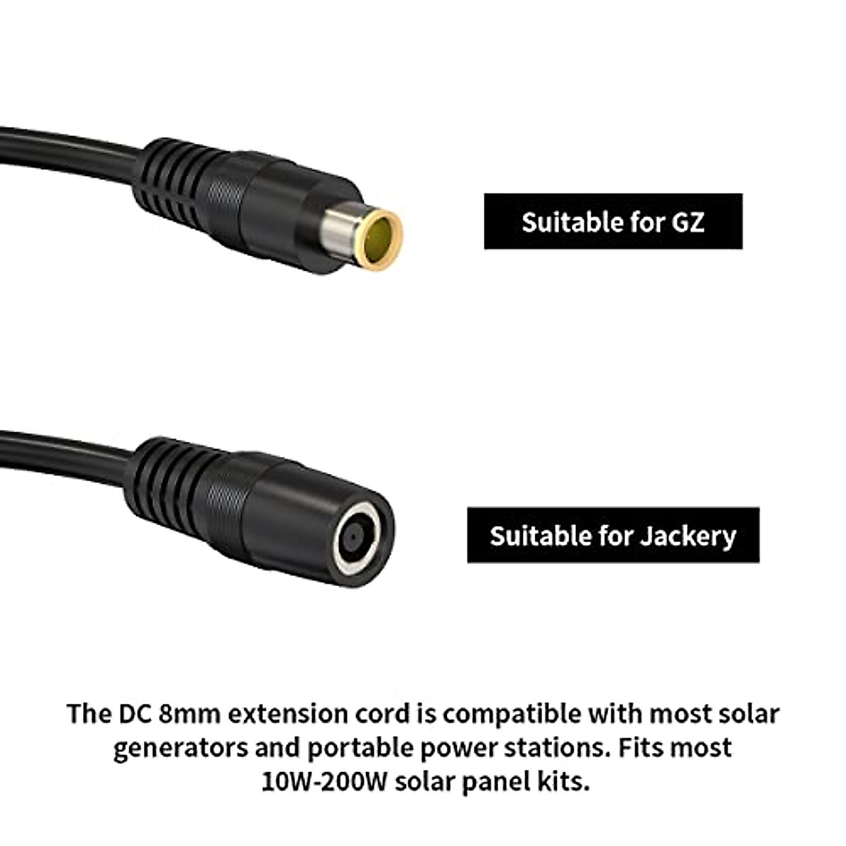ELFCULB 14AWG DC 8mm Extension Cable DC 8mm Male to Female Adapter Connector Solar Panel Cable Compatible with Jackery GZ for Portable Power Station Solar Generator and Solar Panel(20FT)