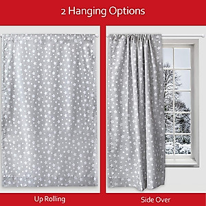 Kids Curtains for Bedroom 42W x 63H Inch 2 Panels, Thermal Insulated Curtains Noise Reducing Window Curtain, Star Print Room Curtains for Living Room, Grey Star