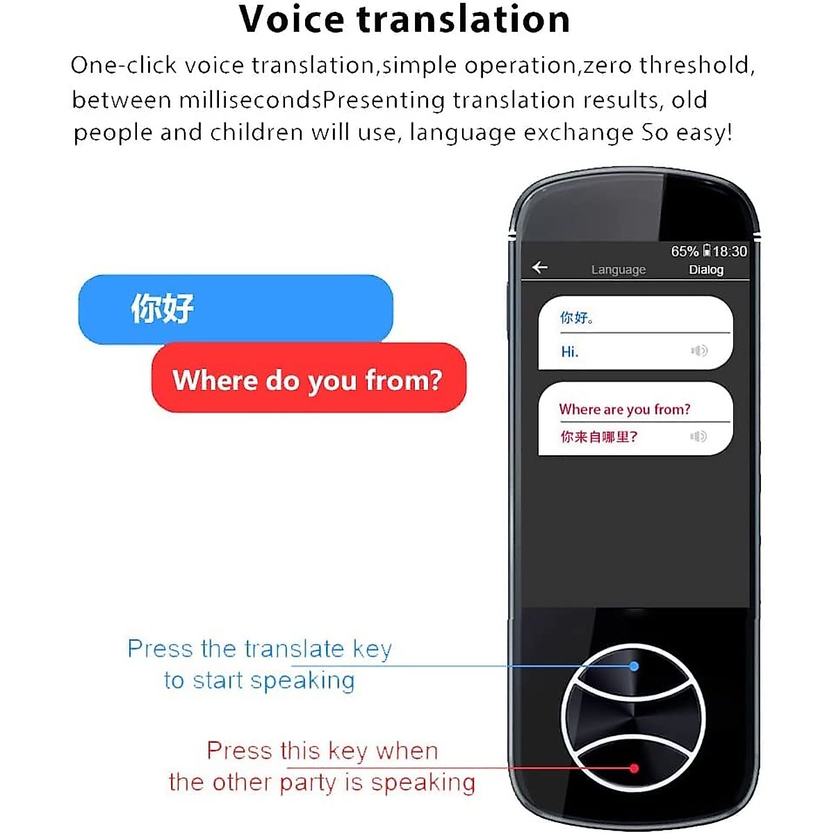 Language Translator Device Portable Real-time Voice Translation in 127 Different Languages and Accents, Support Instant Offline/WiFi/Hotspot Accuracy Image Interpreter Translation