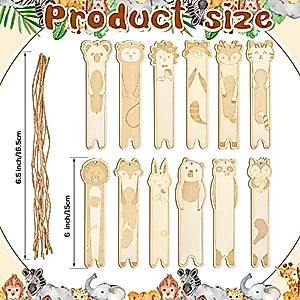 Wooden Bookmarks Animal Engraved Bookmarks for Kids Cute Bookmarks Blanks DIY Wooden Craft Bookmark School Office Supply for Teachers Students Classroom Rewards Supplies