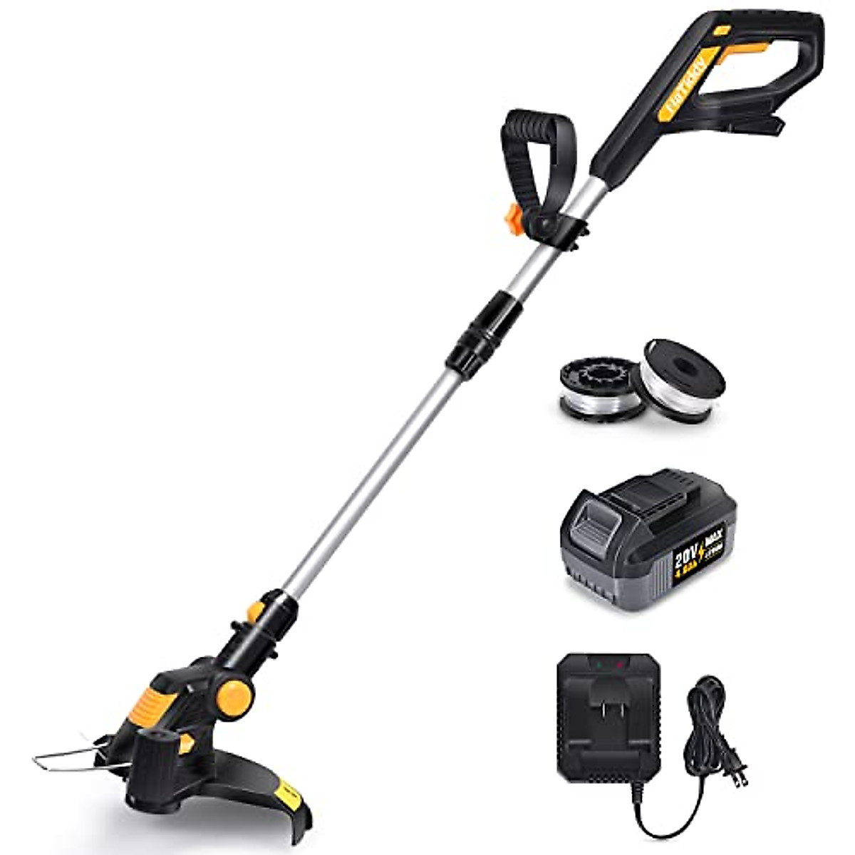 NaTiddy Cordless String Trimmer,12 Inch 4.0Ah Battery Powered Weed Wacker 20v Electric Weed Eater, 2 in1 Battery Weed Trimmer Edger Lightweight Grass Trimmer for Home Garden, Lawn, Yard, Trimming