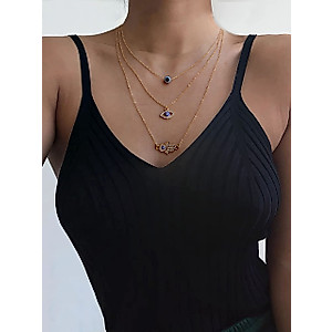 Baydurcan Gold Dainty Evil Eye Necklace and Hamsa Necklace Turkish Blue Eye Hand Pendant Necklace 3pcs Lucky Protection Jewelry Gift for Women Teenagers