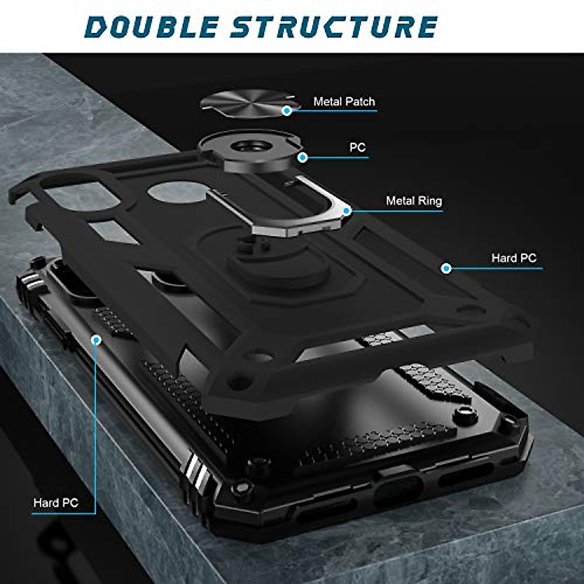 MERRO Galaxy A20 Case with Screen Protector,Galaxy A30 Cover Pass 16ft Drop Test Military Grade Shockproof Protective Phone Case with Magnetic Kickstand for Samsung Galaxy A20/A30 Black