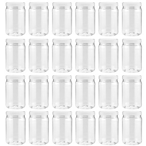 Smart Solutions Clear Plastic Mason Jars (18 oz 24 pack) | With Screw-On Airtight Lids | Refillable | No BPA | Perfect for Crafts, Herbs, Slime, Food & Liquids | Made in USA