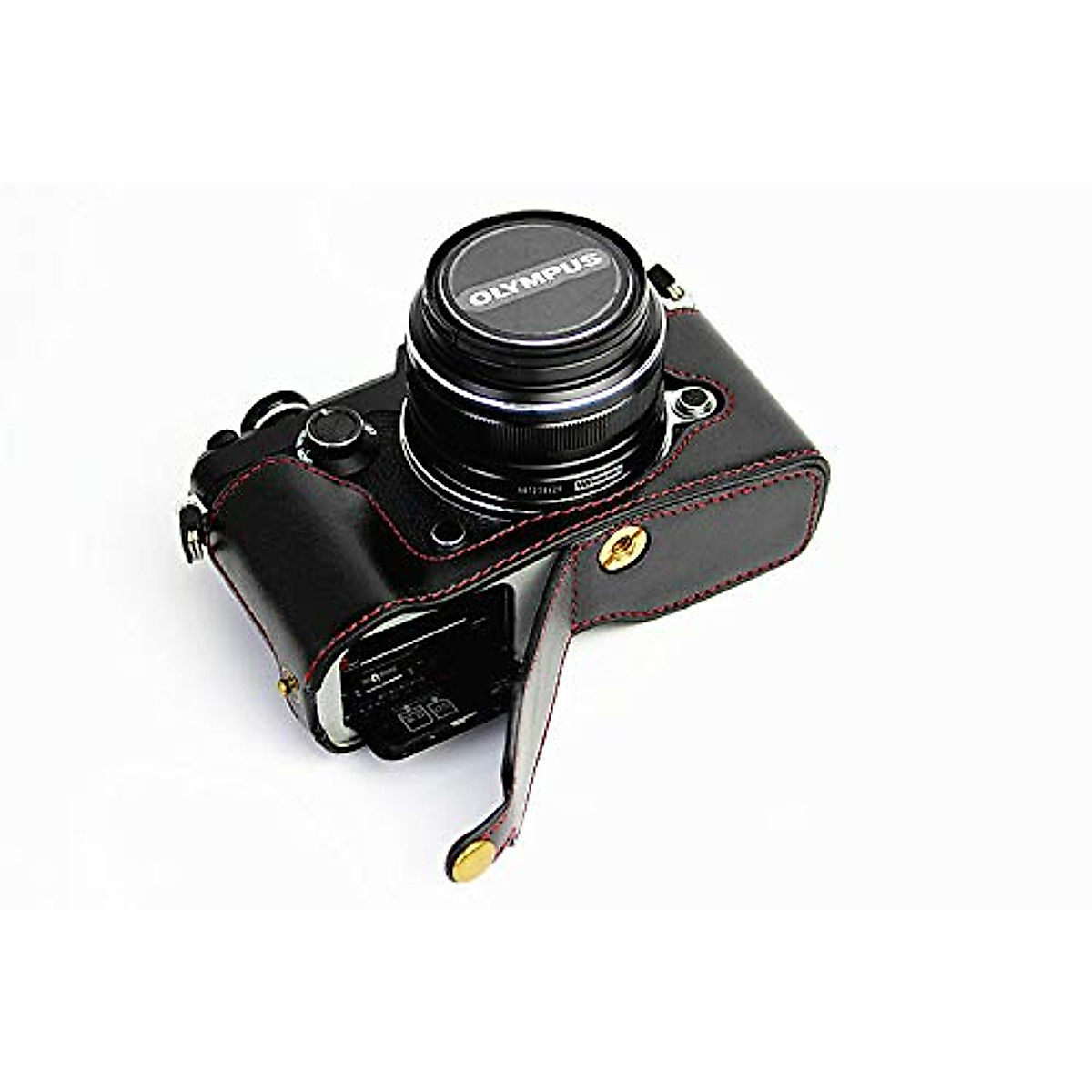 PU Leather Half Body Camera Cover Bag bottom Case For Olympus Pen-F camera ( Pen F)