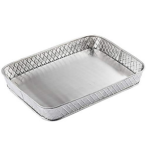 Tablecraft Lattice Collection 12 x 9 x 1.5" Rectangular Platter, Stainless Steel