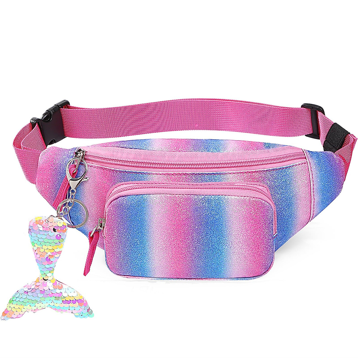cotmcor Kids Fanny Pack for Girls, Cute Waist Bag with Mermaid Pendant Gift