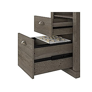 Bush Furniture Yorktown Home Office Desk with 5 Shelf Bookcase, 50W, Restored Gray