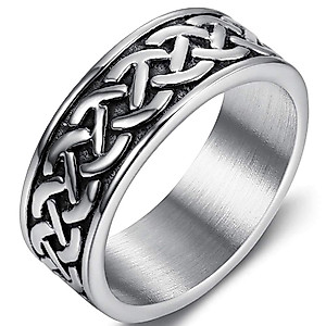 Jude Jewelers 8mm Stainless Steel Vintage Style Celtic Knot Wave Wedding Band Ring (Silver, 10)