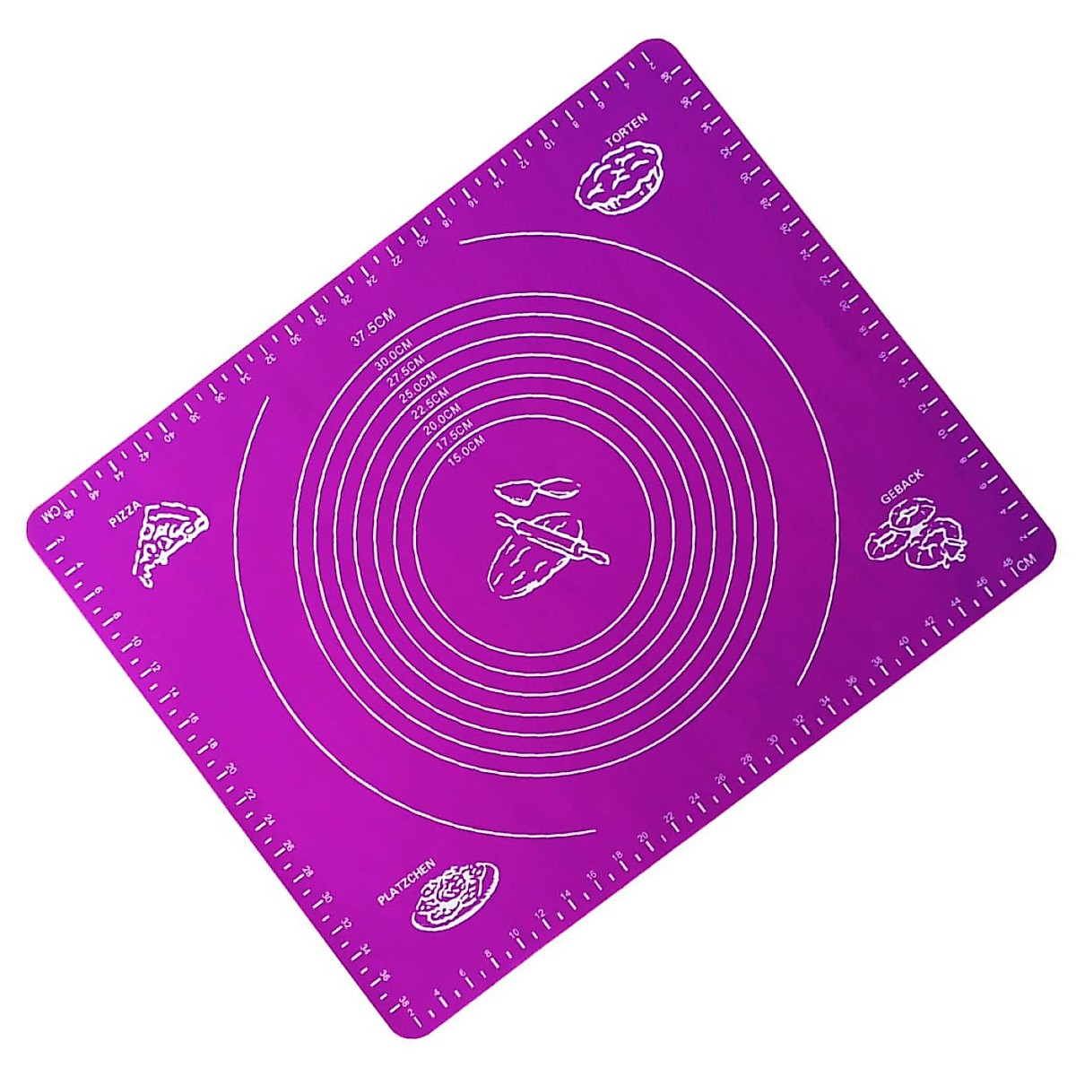 Hemoton 6 Pcs Bread Baking Pan Silicone Rolling Mat Cookies Dough Cooking Tool Mat Pizza Dough Pizza Rolling Mat Table Placemat Pad Silicone Fondant Mat Silicone Pad Scale Purple