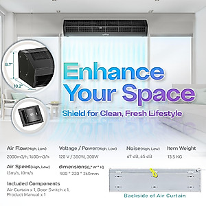 DuraSteel Wall Mounted Air Curtain Fan - Dark 36 Inch Air Door - UL Certified Heavy Duty - Commercial Super Power Indoor Over Door Fan with Door Magnetic Switch by Aerial Titan-1