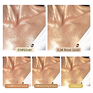 40ml Body Shimmer Oil,Face and Body Liquid Luminizer,Smooth Body Shimmer Oil For Sunshine Bath, Waterproof Moisturizing Light Shimmer Glow Illuminator,Liquid Highlighter Makeup,Makeup Brush Include (4#-Glistening Bronze)