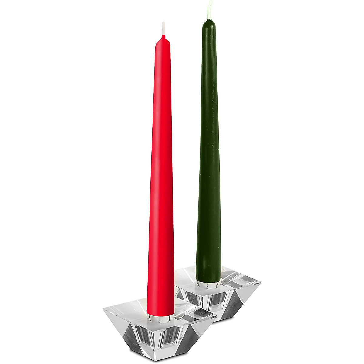 Hyoola Christmas Candles - Green and Red Taper Candles 12 Inch Dripless, 12 Pack Unscented Holiday Candles - European Made